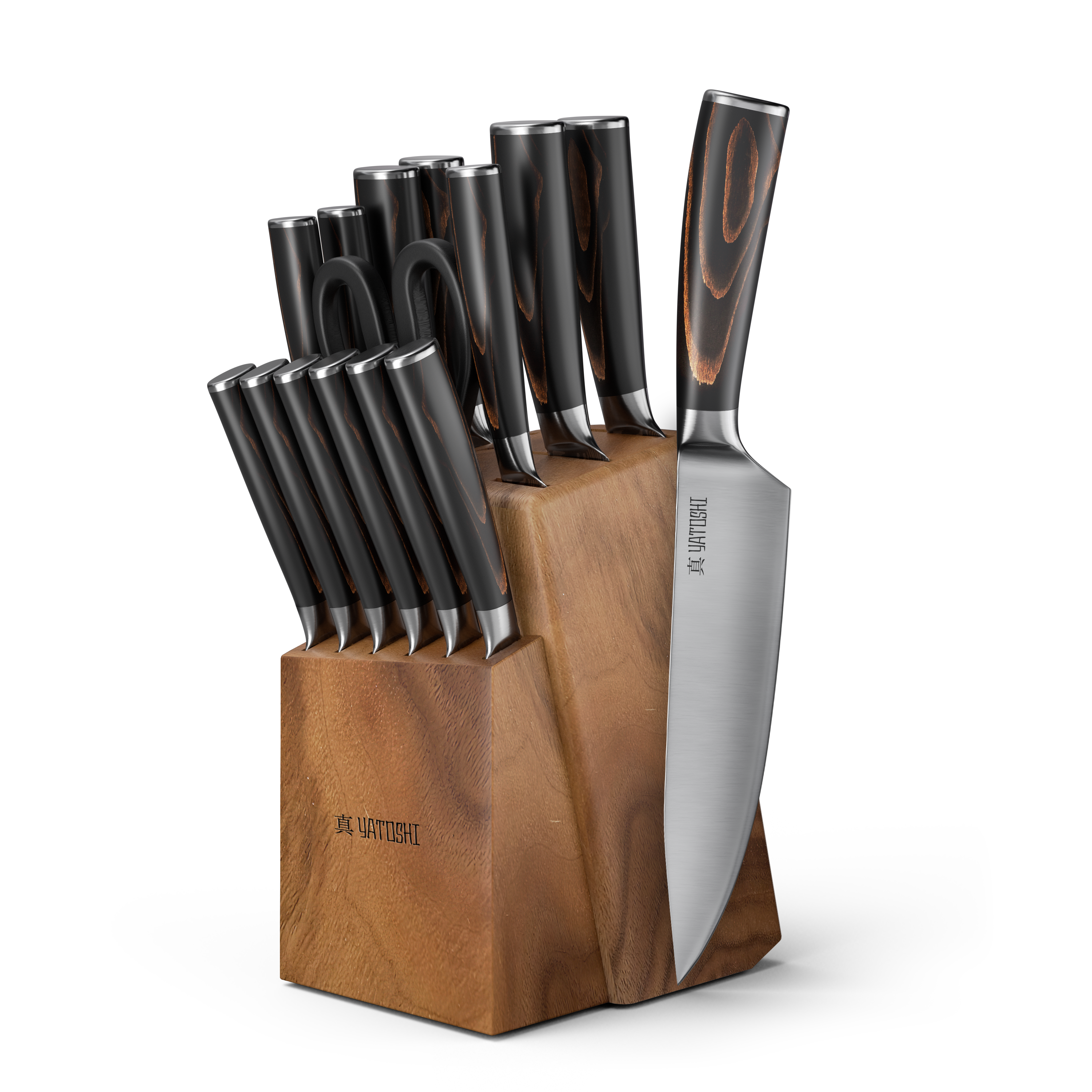 15-PIece Classic Kitchen Knife Block Set - No Laser
