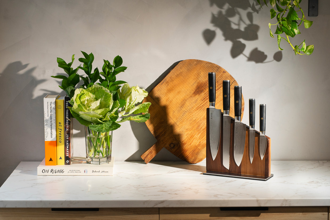 Magnetic Kitchen Knife Block Set - Damascus